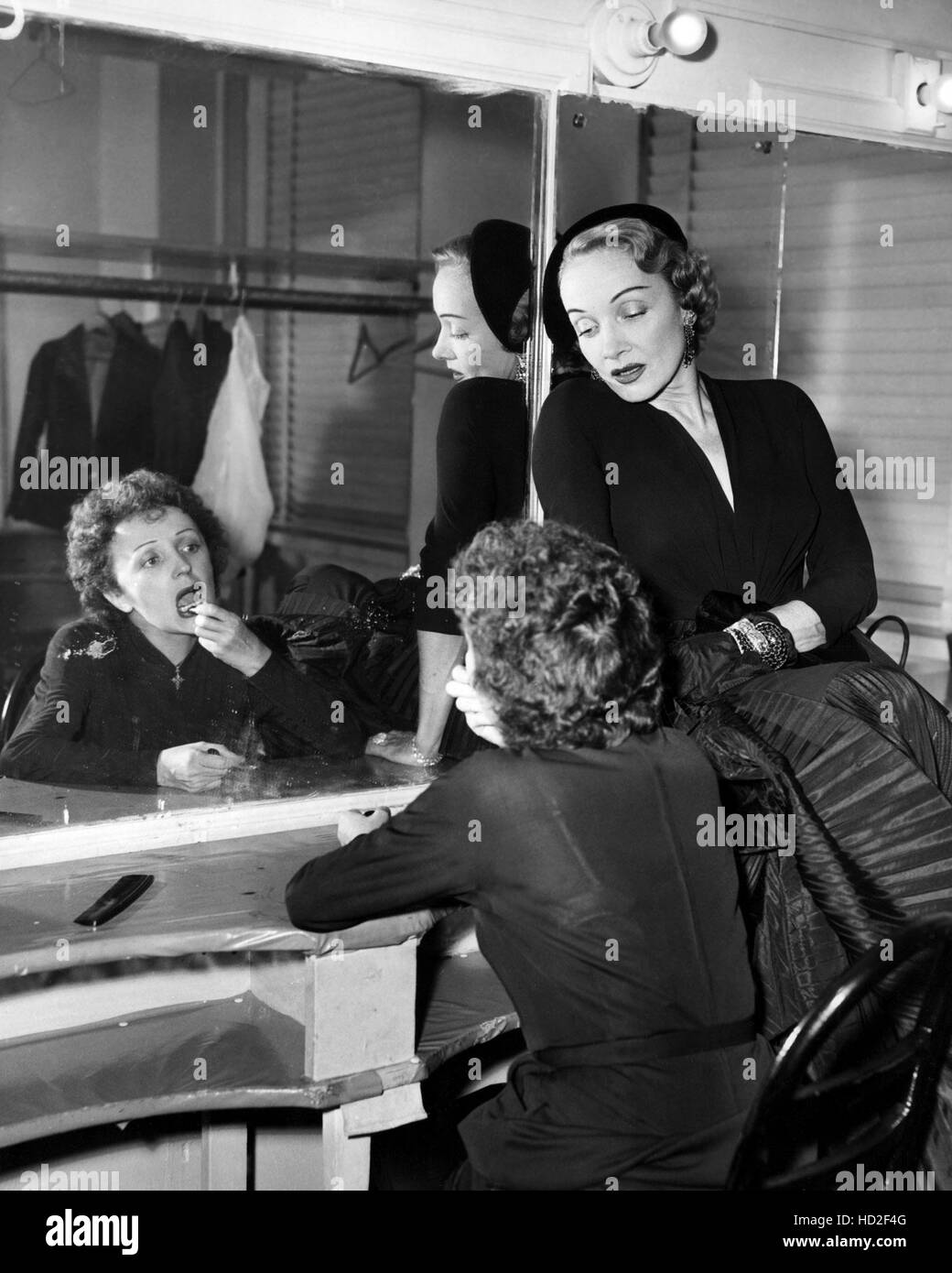 Edith Piaf, Marlene Dietrich, in Piaf's dressing room in the Versailles ...