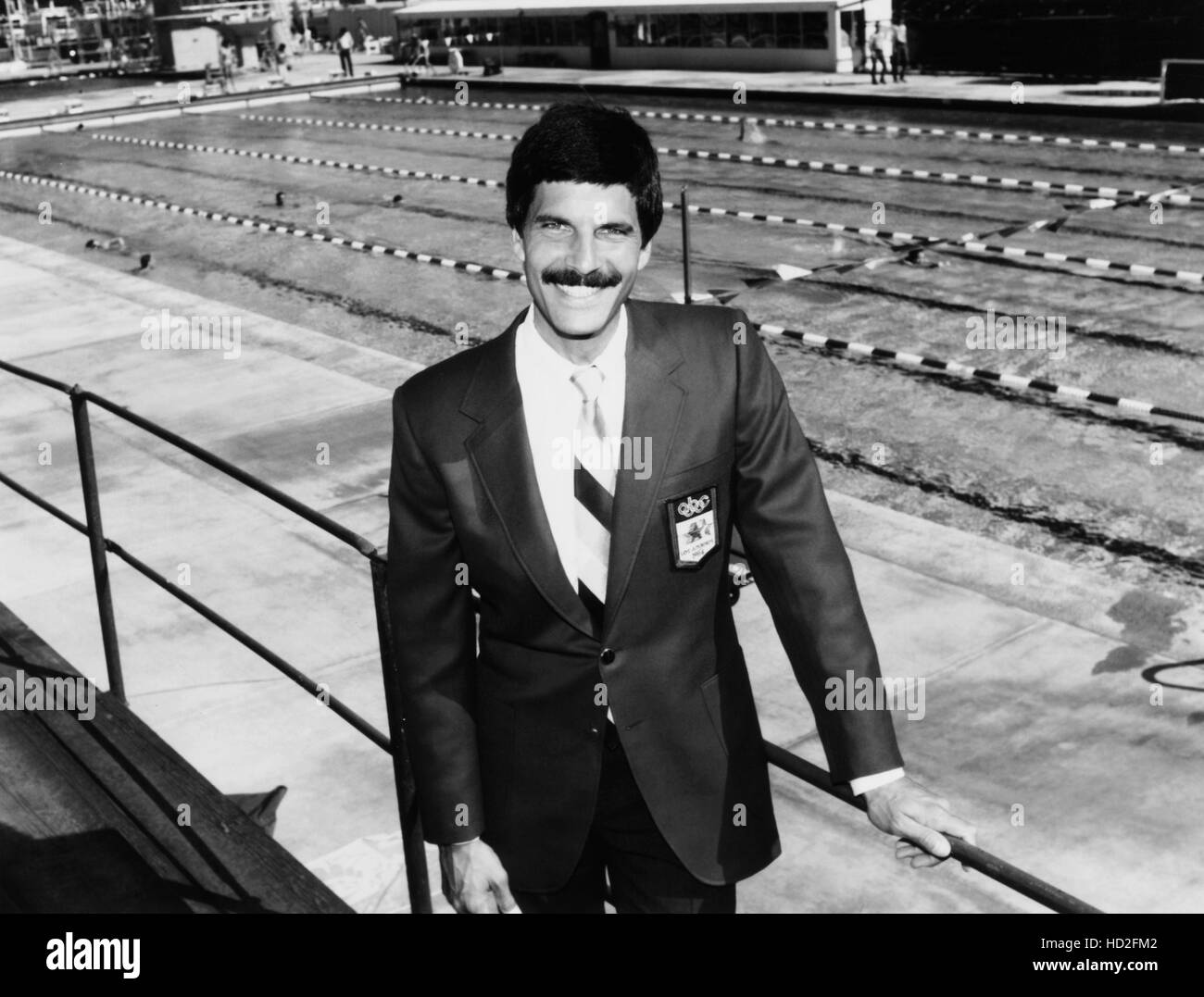 Mark Spitz covering the Olympic Games for ABC Sports, 1984 Stock Photo ...