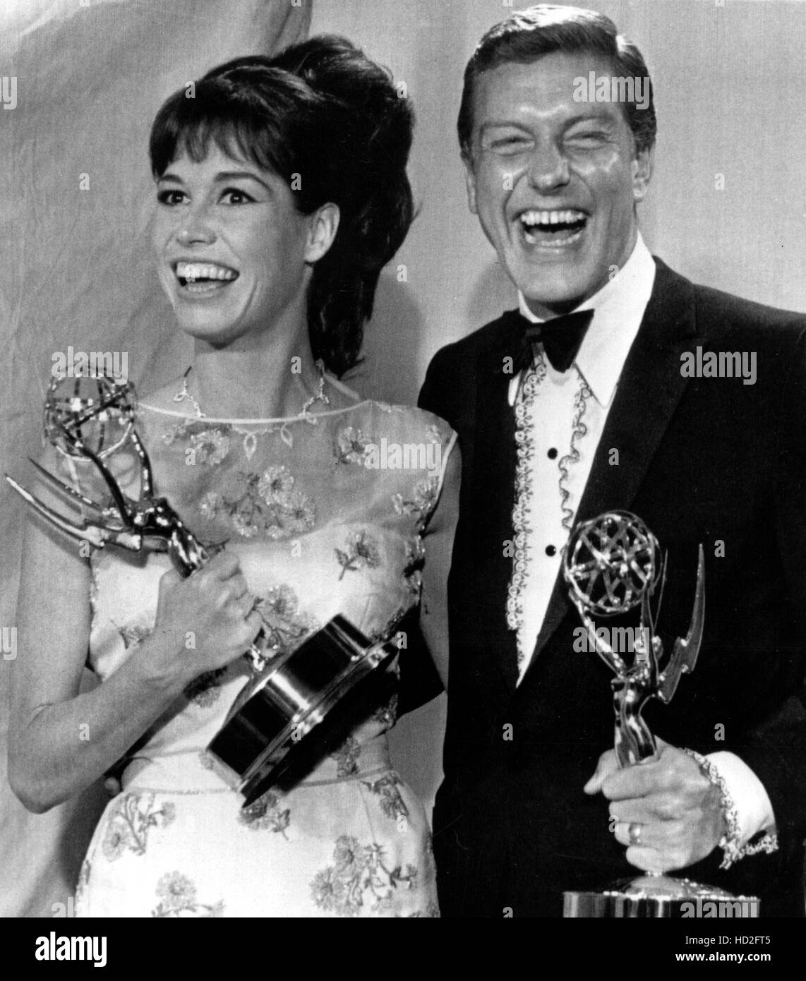 Mary Tyler Moore, Dick Van Dyke with their Emmy Awards for DICK VAN ...