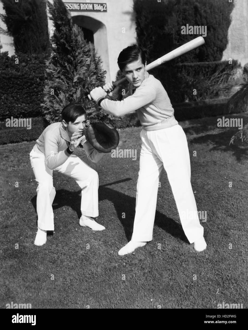 Billy and Bobby Mauch, outside their dressing room on the Warner ...