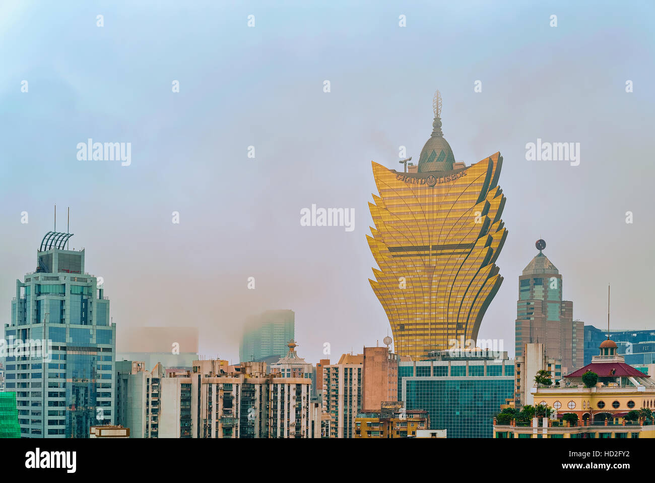 Macao, China - March 8, 2016: Skyline with skyscrapers in Macao, China ...
