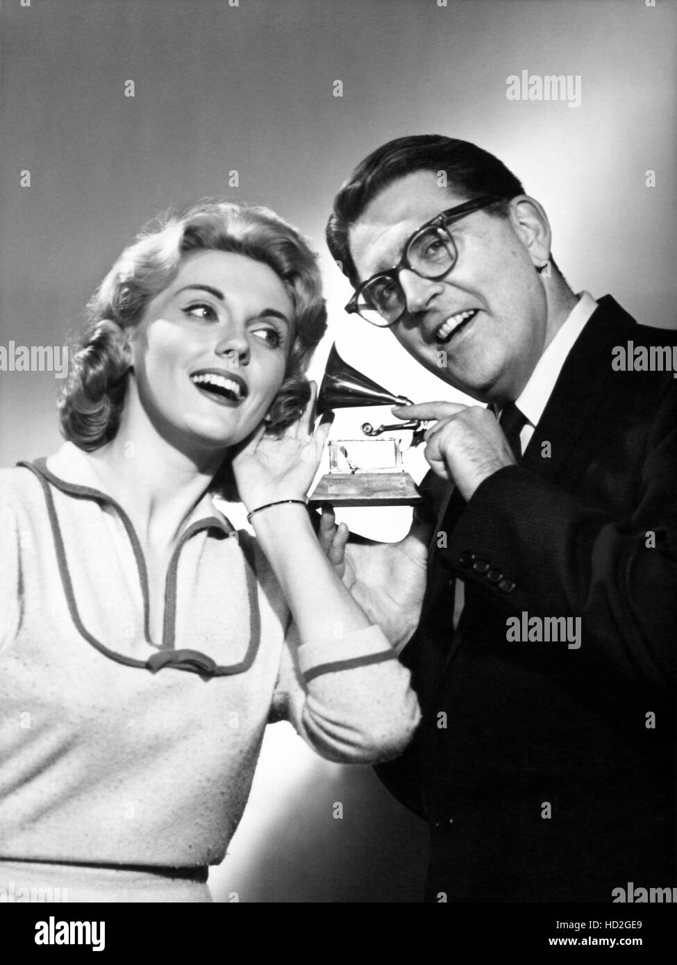 From left: Pat Young, Meredith Willson with the Grammy Award, 1959 ...