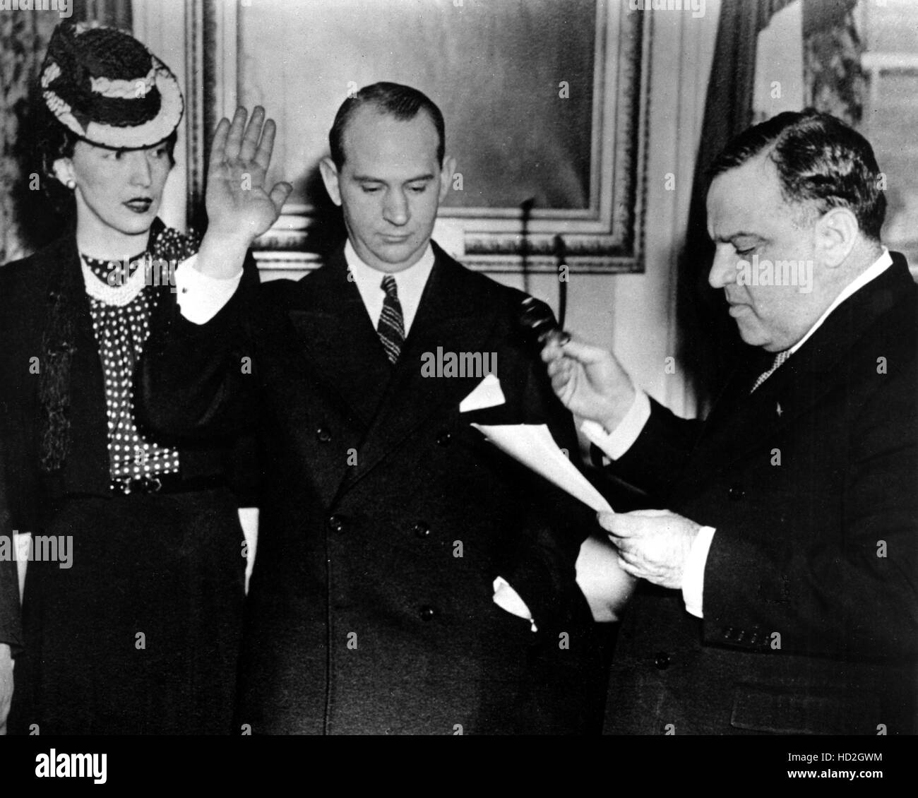 Emma Marcus watches husband David 'Mickey' Marcus being sworn in as ...