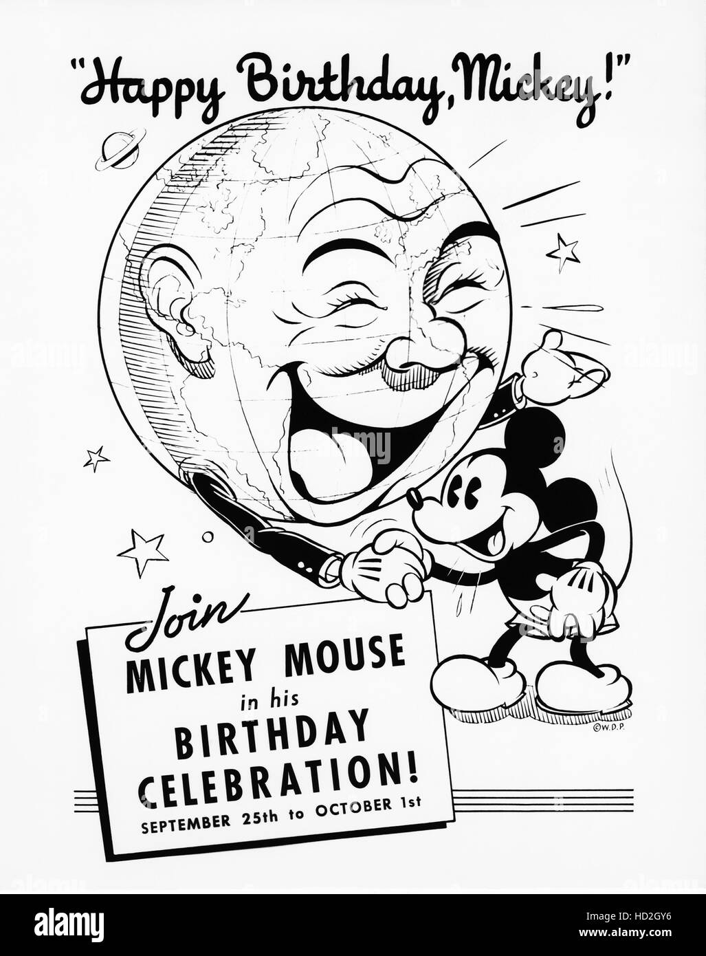 The Man in the Moon shakes Mickey Mouse's hand in a publicity shot in ...