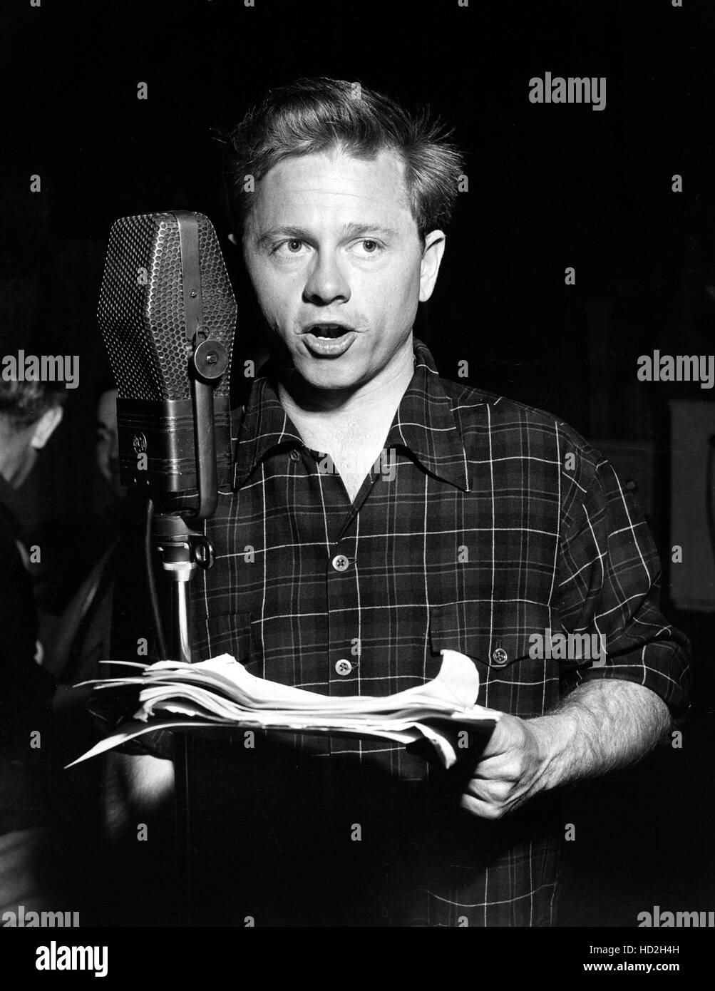 Mickey Rooney working on his radio series SHORTY BELL, 1948 Stock Photo ...