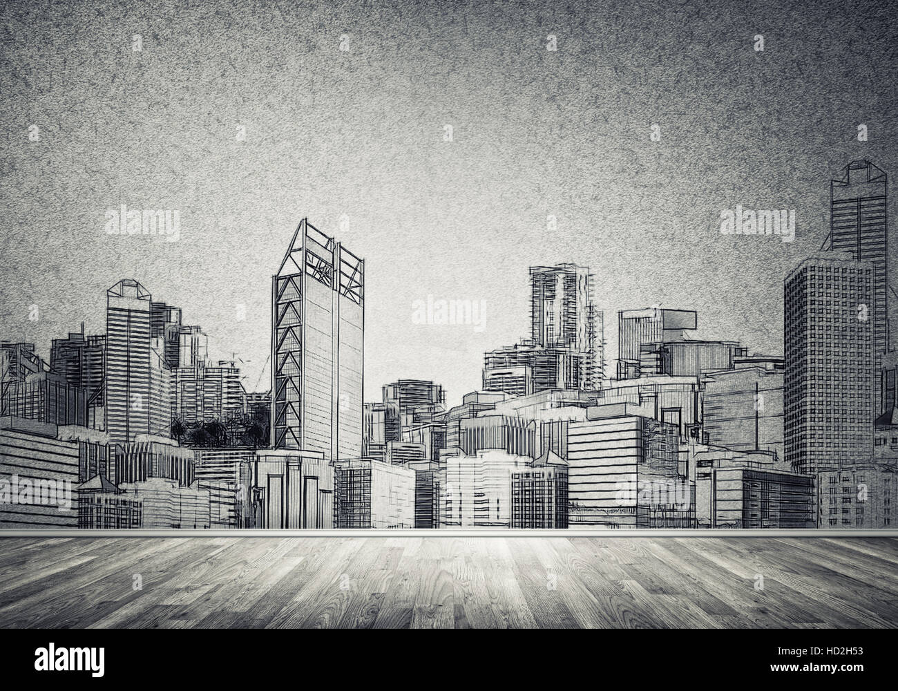 City design on wall Stock Photo - Alamy