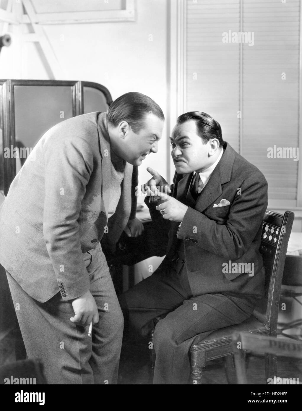 From left: Peter Lorre and Edward G. Robinson imitiating each other, ca ...