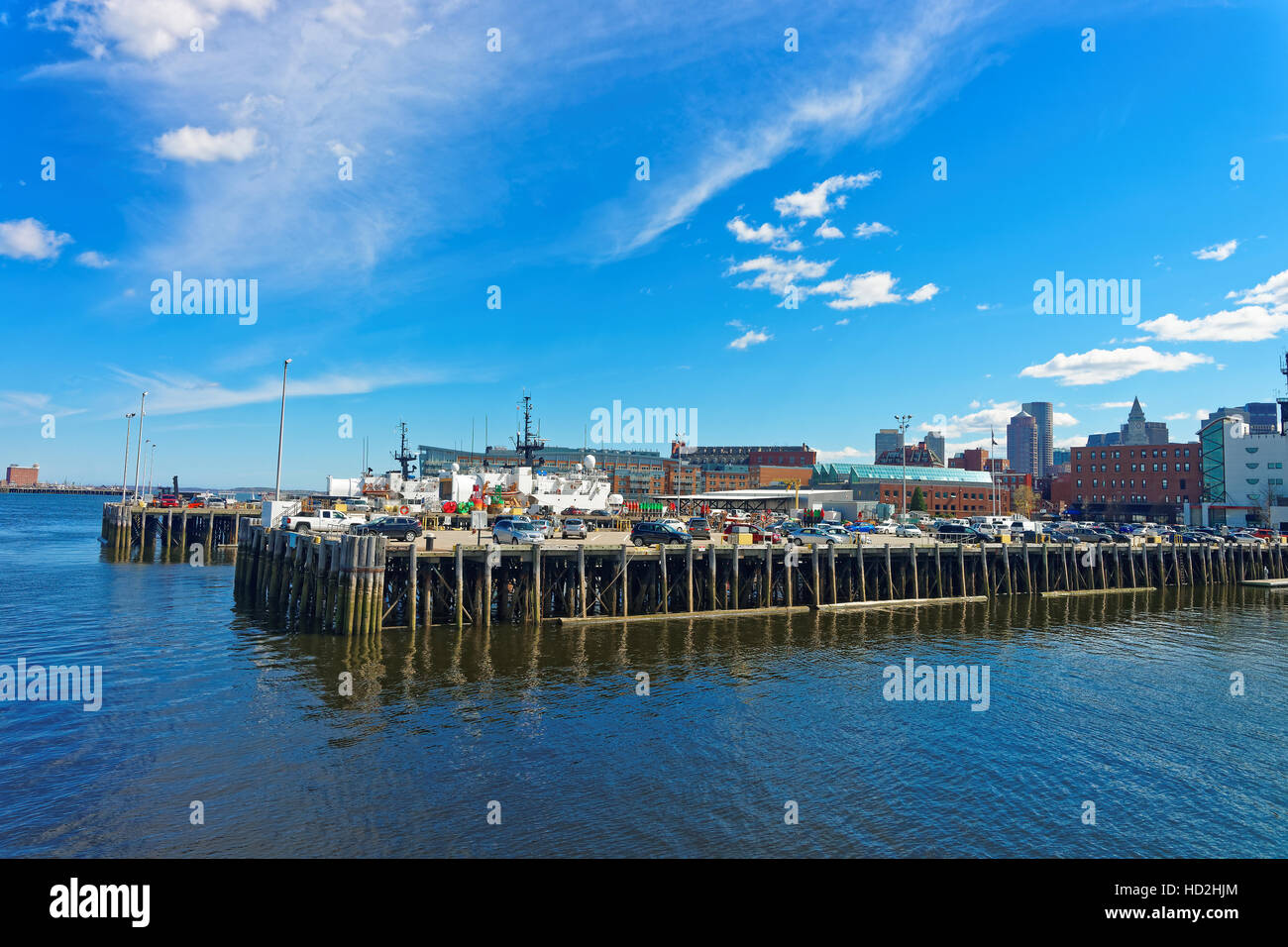 Boston Wharf and Charles River in downtown Boston, Massachusetts, the ...