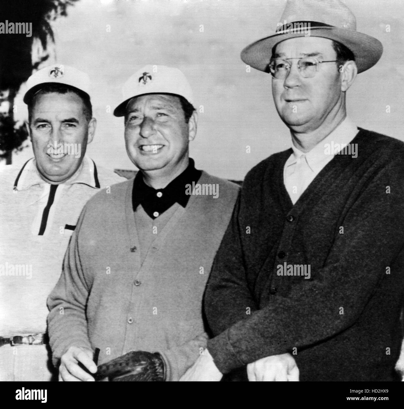 From left: Dutch Harisen, Phil Harris, Del Webb at golf tournament ...