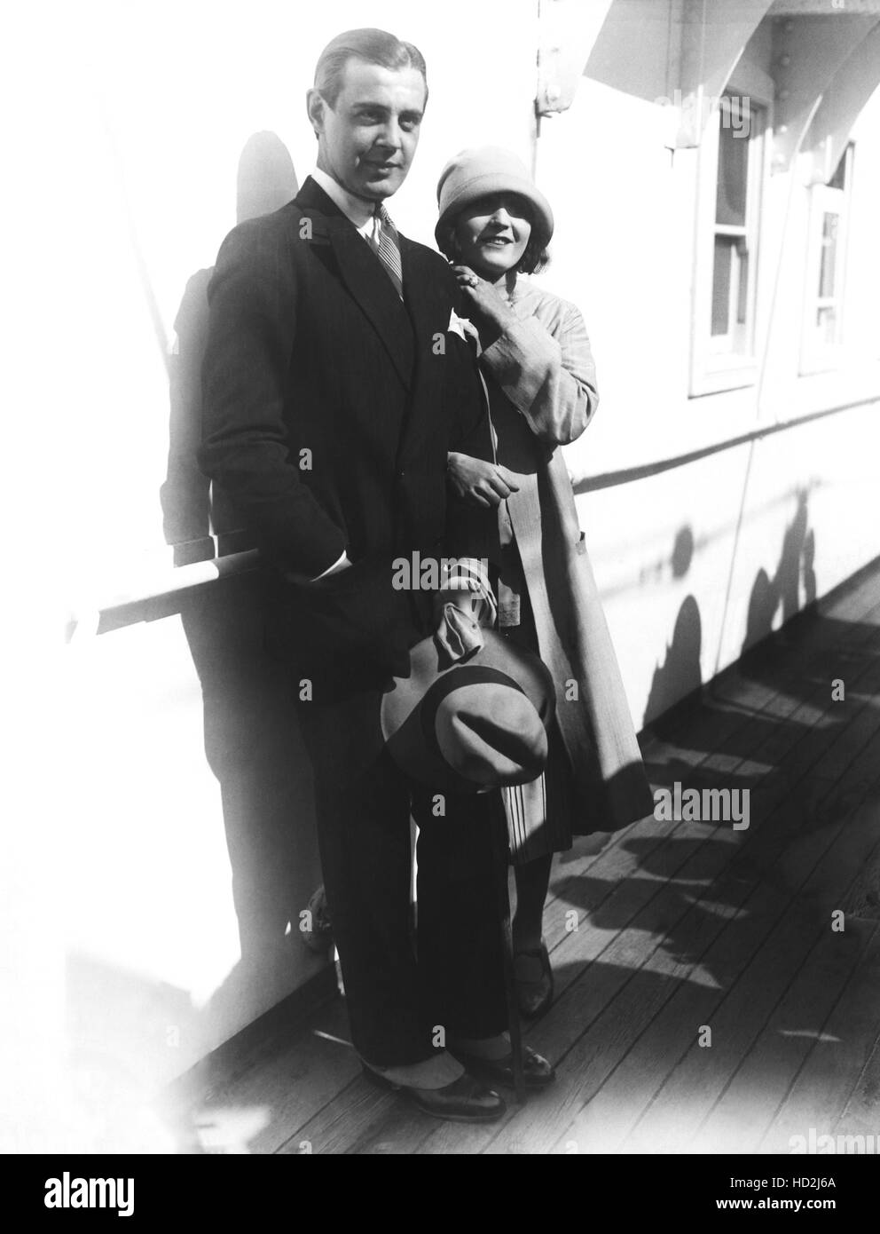 From left, Serge Mdivani, Pola Negri, embarking on their honeymoon on ...