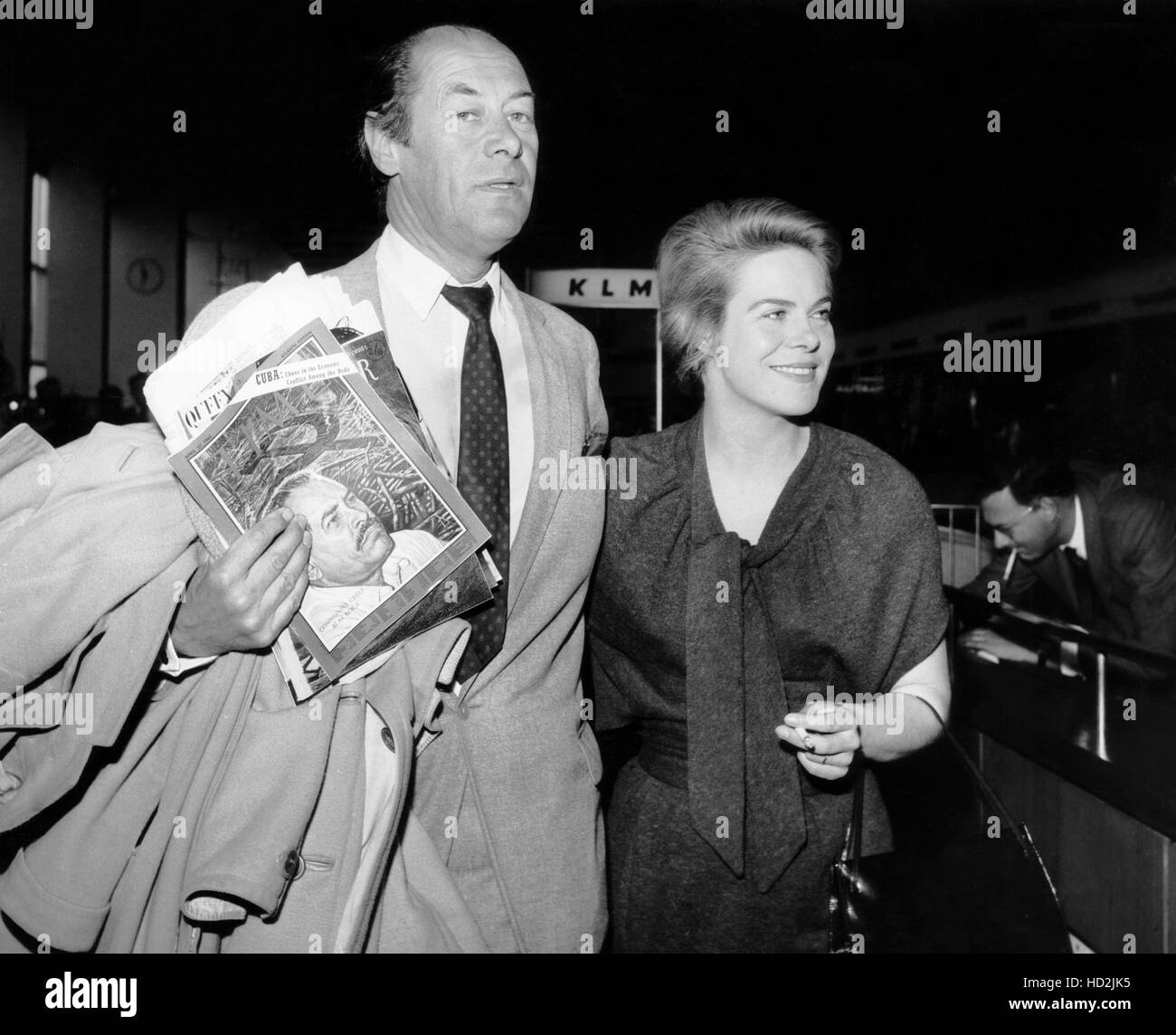 Rex Harrison, left, with his third wife, actress Rachel Roberts, at ...