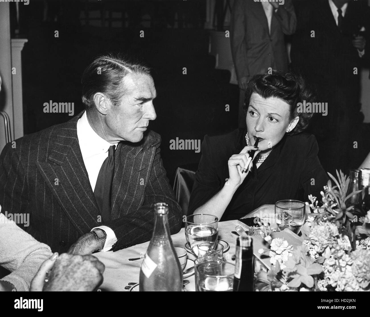 Randolph Scott, Patricia Stillman, at a dinner given for Kay Kyser in ...