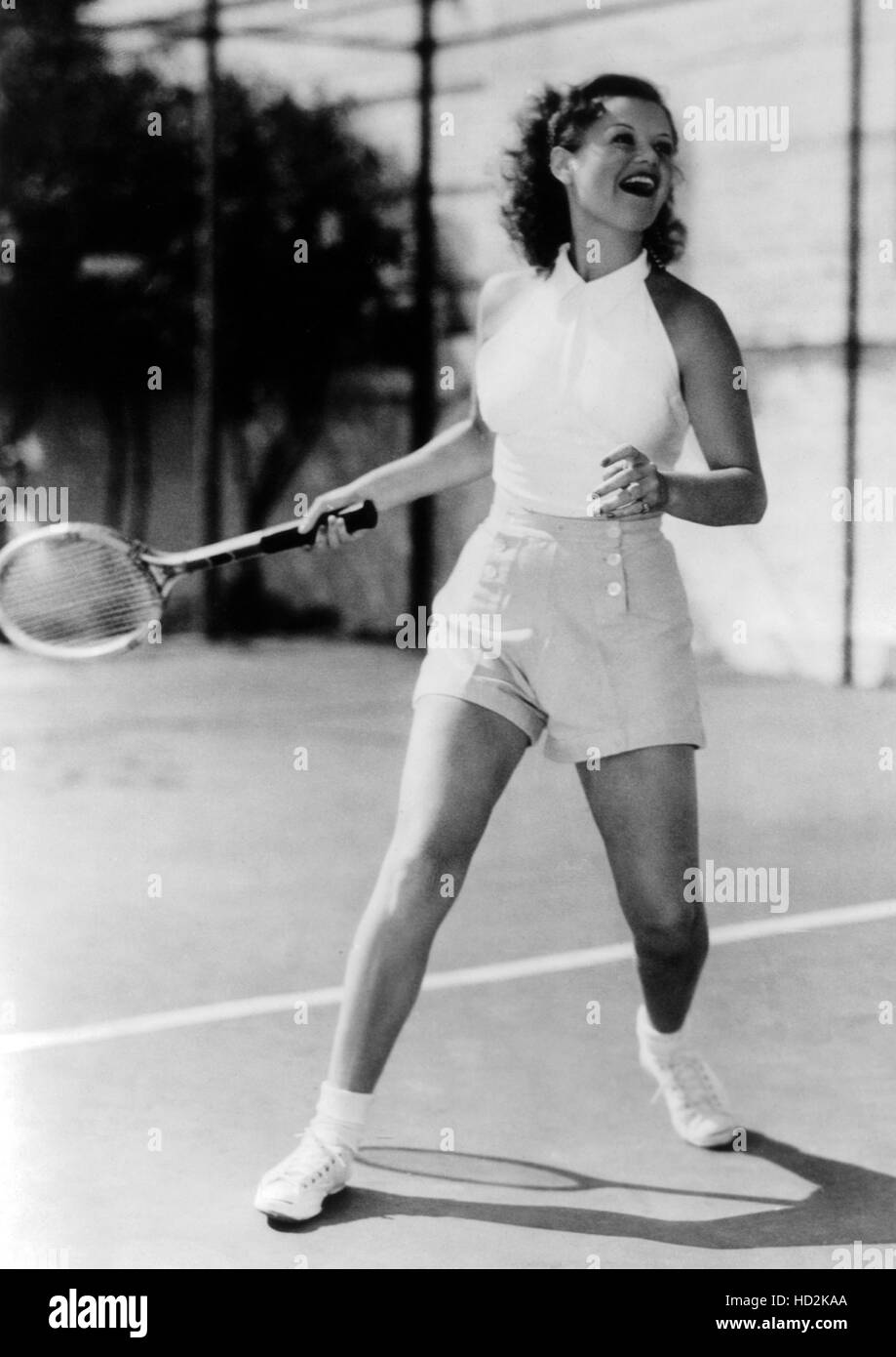 Simone Simon playing tennis, ca. 1936 Stock Photo - Alamy