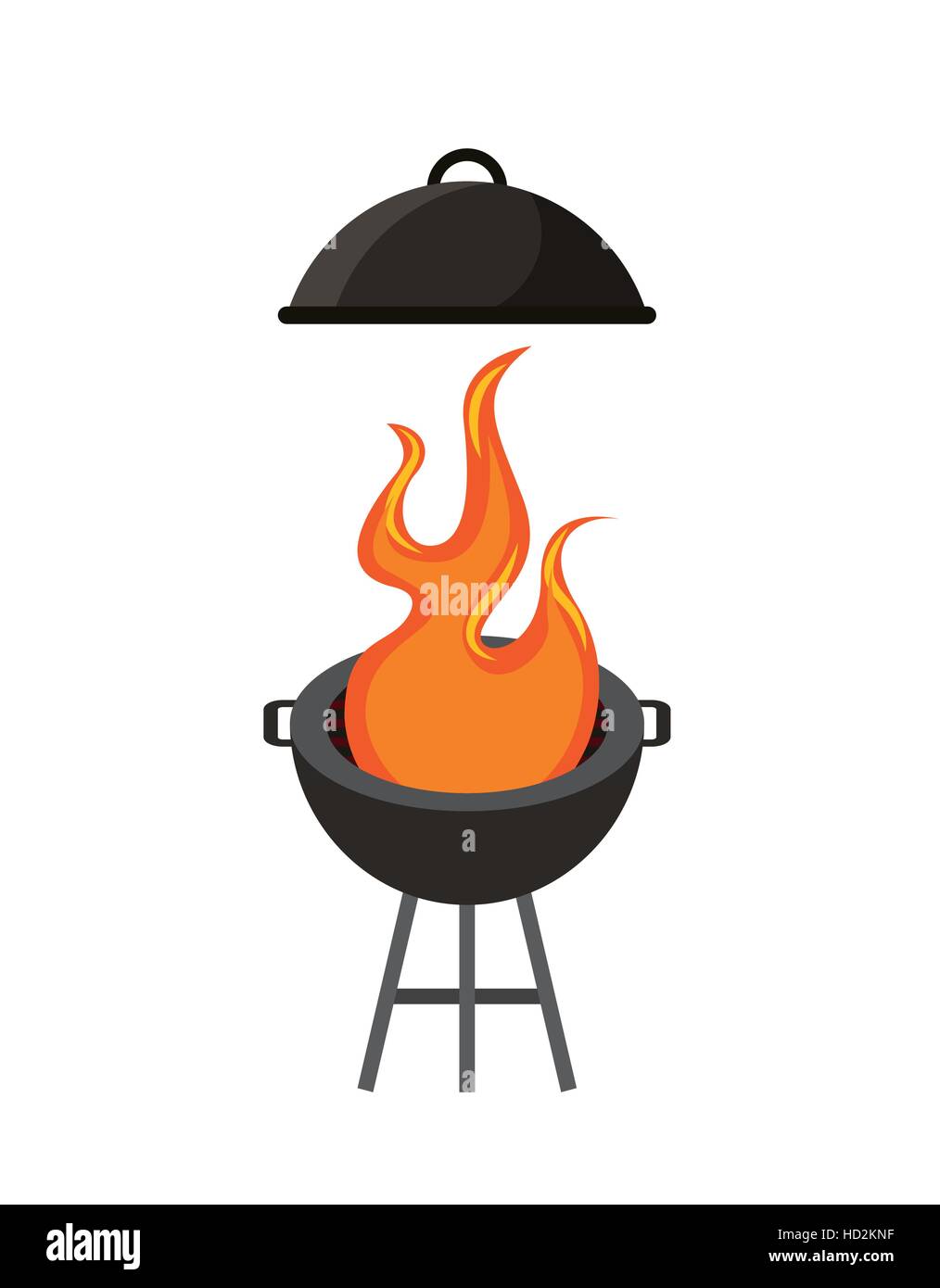barbecue grill with fire flames icon over white background. colorful ...
