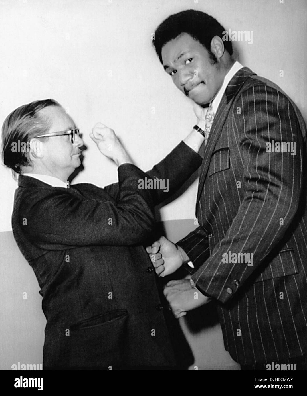 Wally Cox, left, clowning around with boxer George Foreman, February 12 ...
