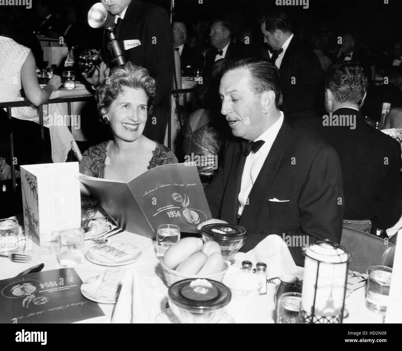 Walt Disney (right) and Lillian Disney at the Emmy Awards, 1954 Stock ...