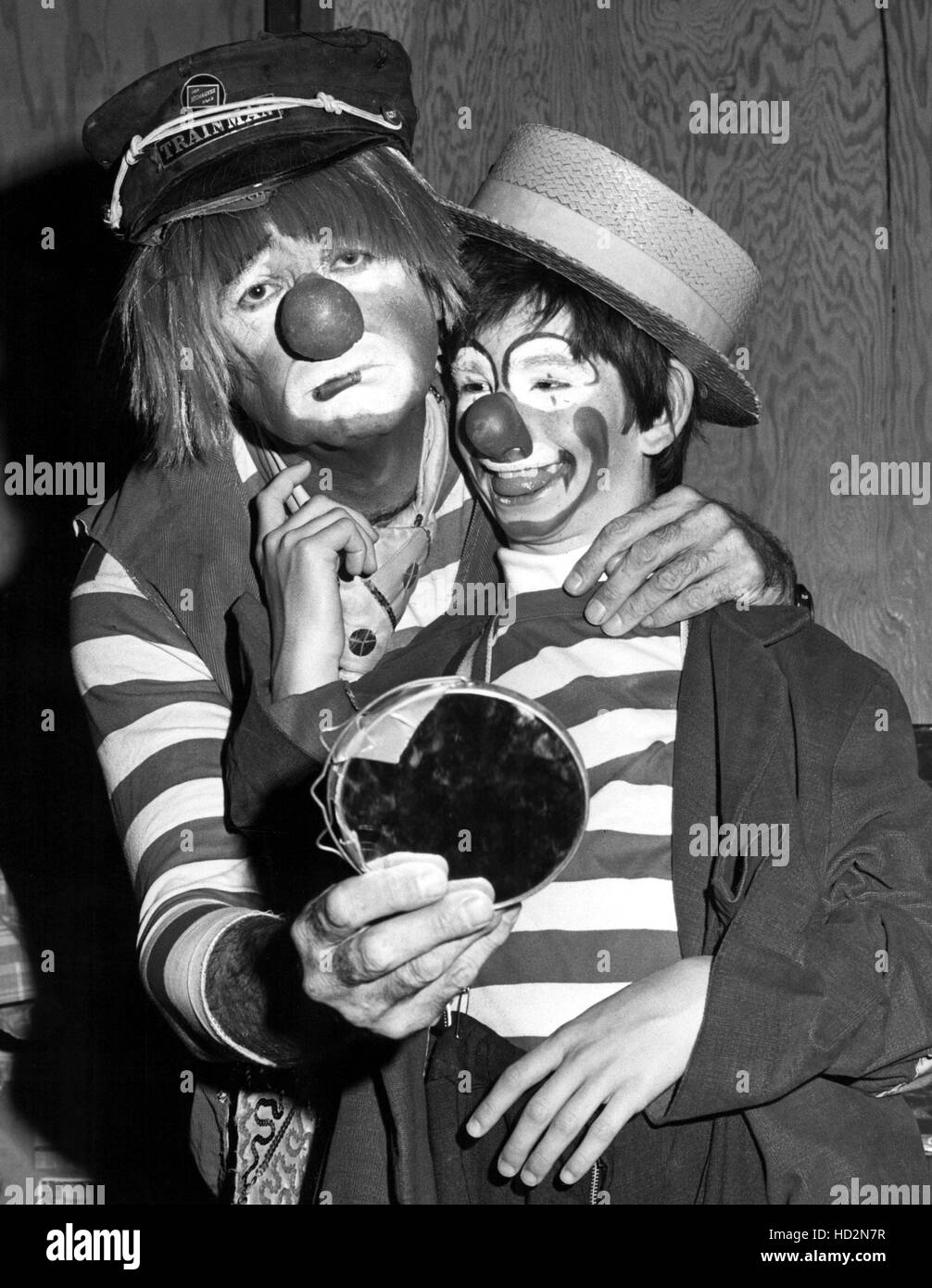 WALTER MATTHAU and son CHARLIE MATTHAU as clowns, 1975 Stock Photo - Alamy