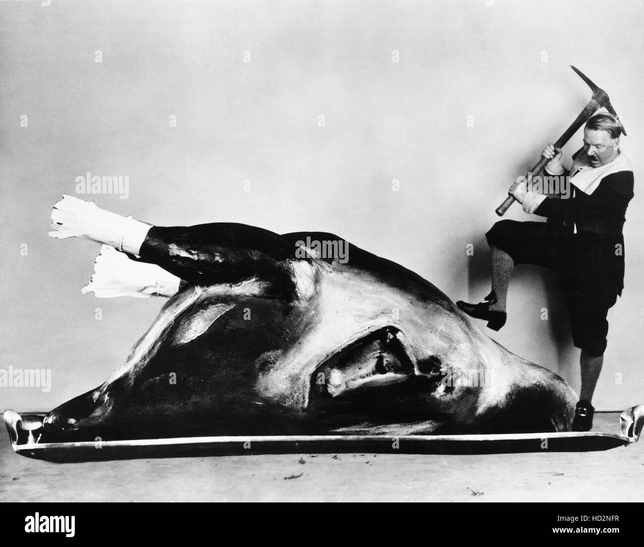 W.C. Fields attacking the Thanksgiving turkey with a pickaxe, Paramount ...