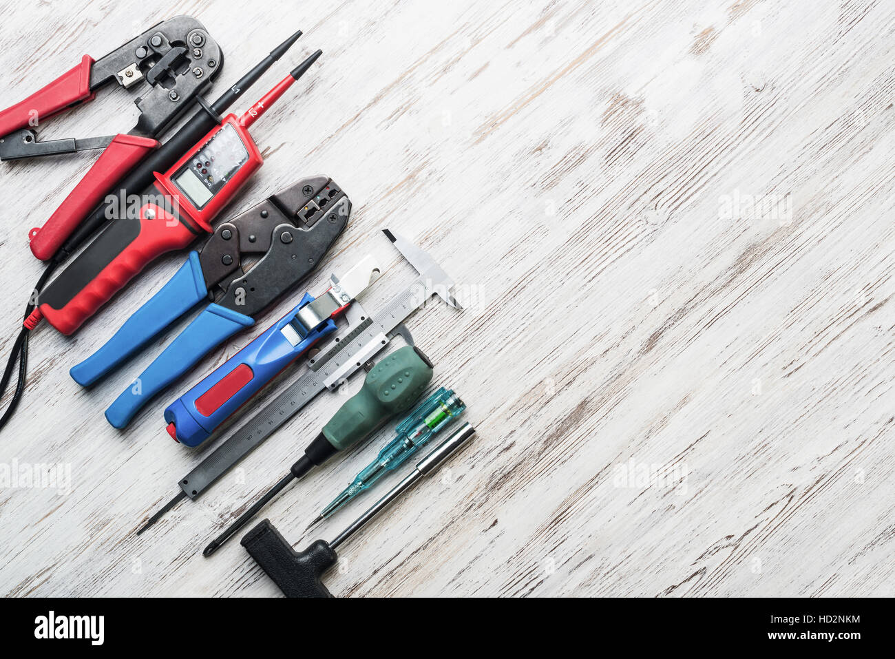 Instruments on wooden table Stock Photo - Alamy