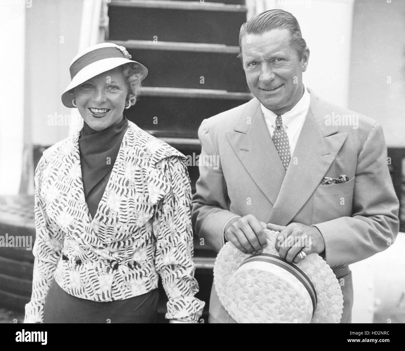 William Gaxton (right) and his wife Madeline Cameron returning to New York from California ...