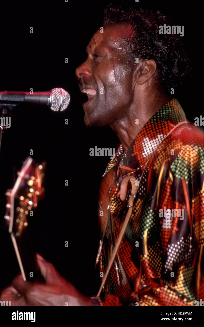 Chuck Berry on-stage at The Ritz, New York City, June 25, 1986. Photo ...