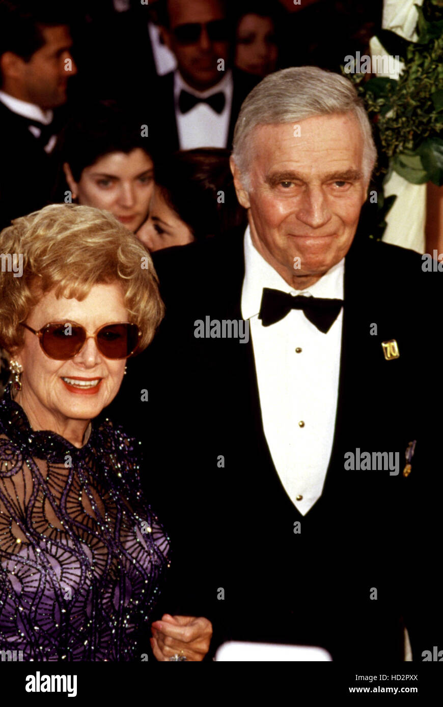 Lydia Heston, Charlton Heston at the Academy Awards, 1998, photo by ...