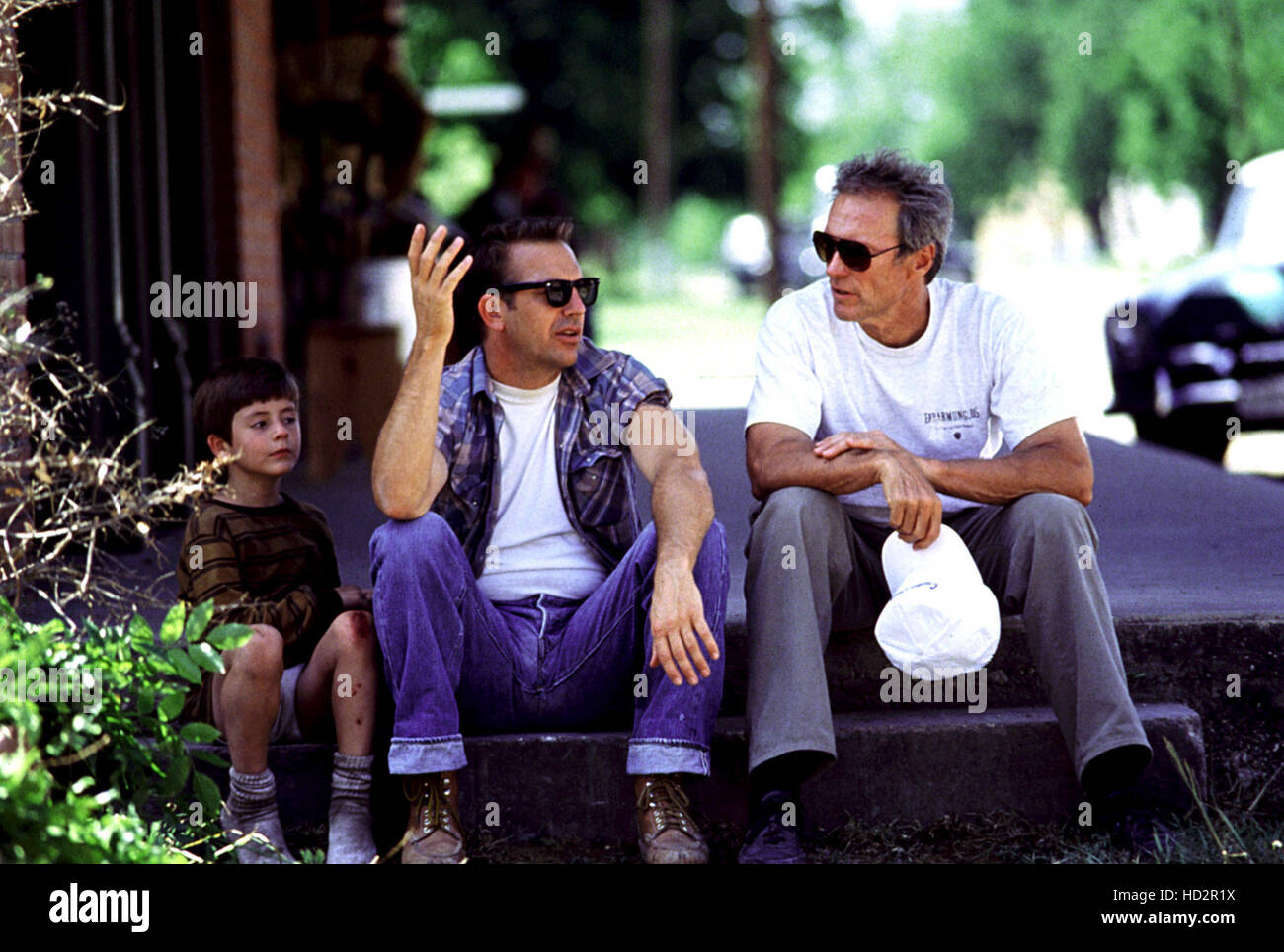 T.J. LOWTHER, KEVIN COSTNER and CLINT EASTWOOD take a breather during A ...