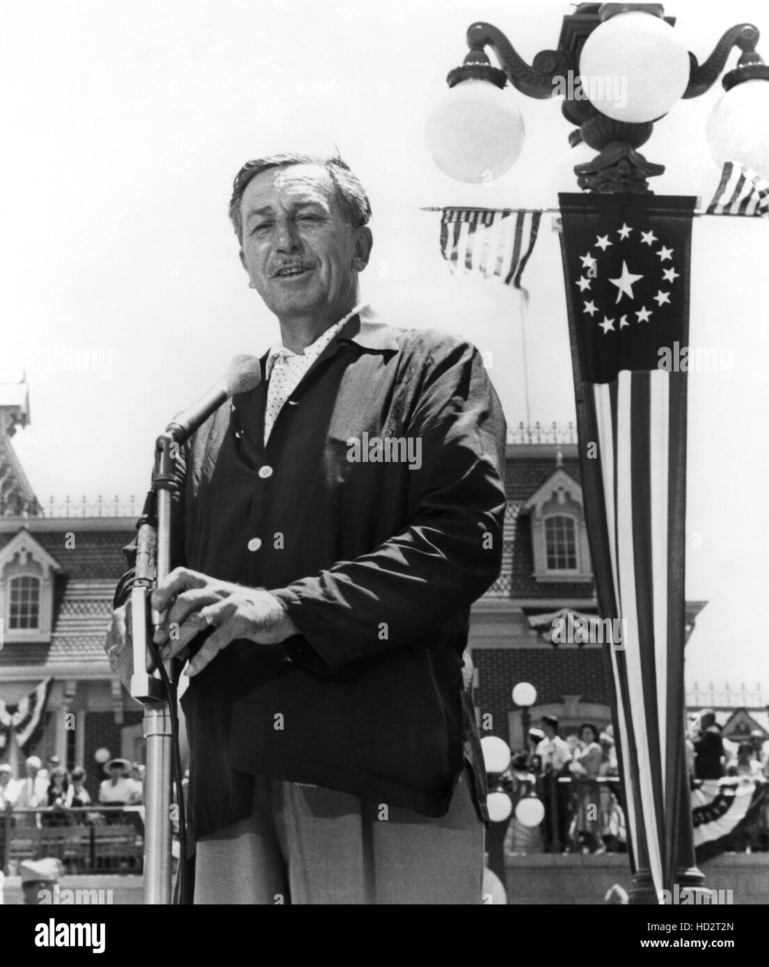 DISNEYLAND, Walt Disney prepares to deliver his opening day dedication ...