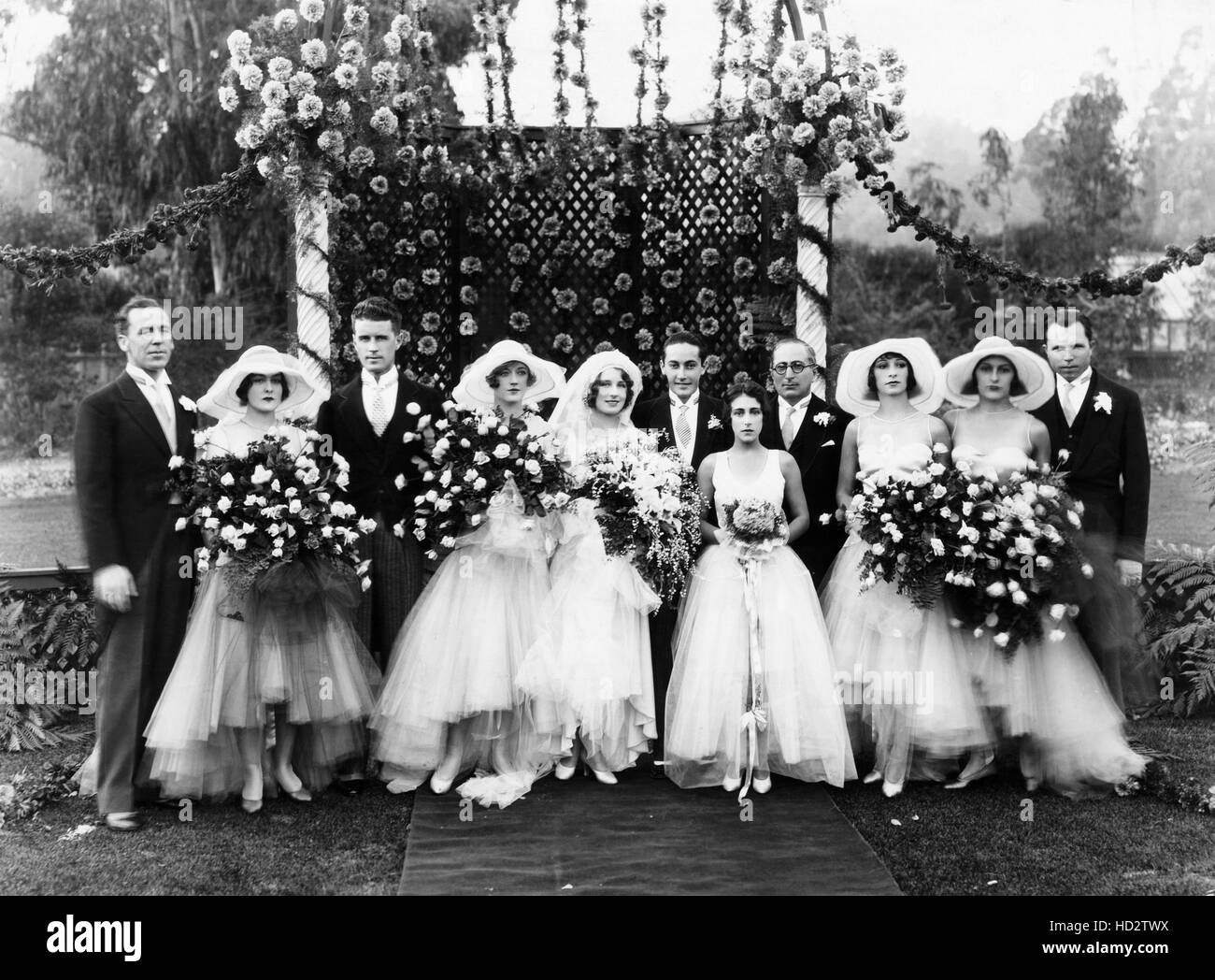 At the wedding of Norma Shearer and Irving Thalberg are, from left, Jack Conway, Bernice Ferns ...