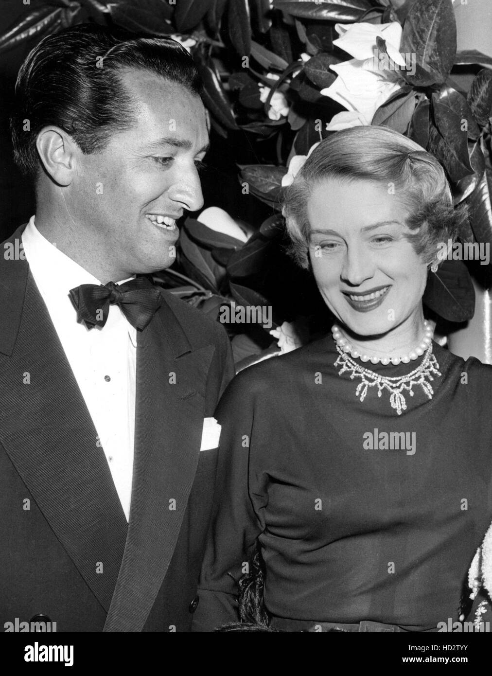 Martin Arrouge, Norma Shearer at a Hollywood function, 8/14/54 Stock ...