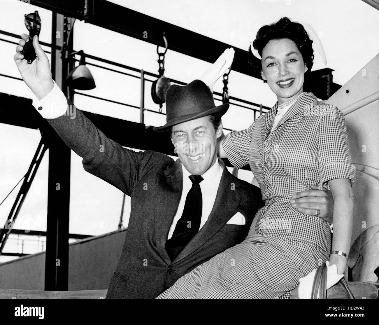Rex Harrison, left, and Lilli Palmer, sailing for England on the Queen ...