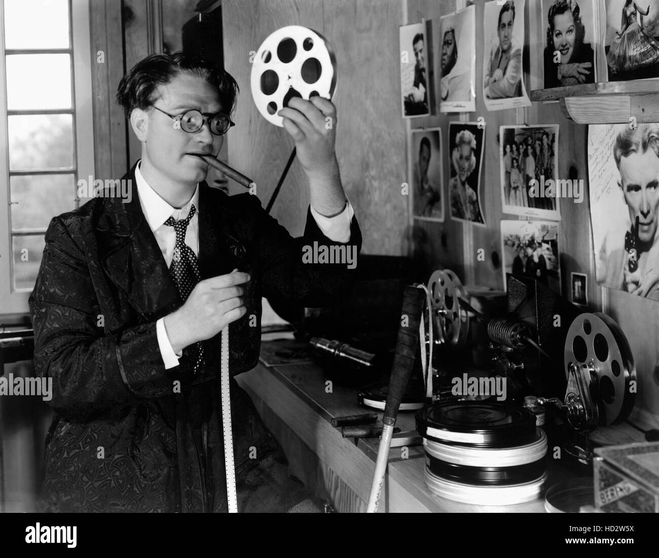 Funnyman Red Skelton as an amateur movie producer and cutter, ca. 1940s ...