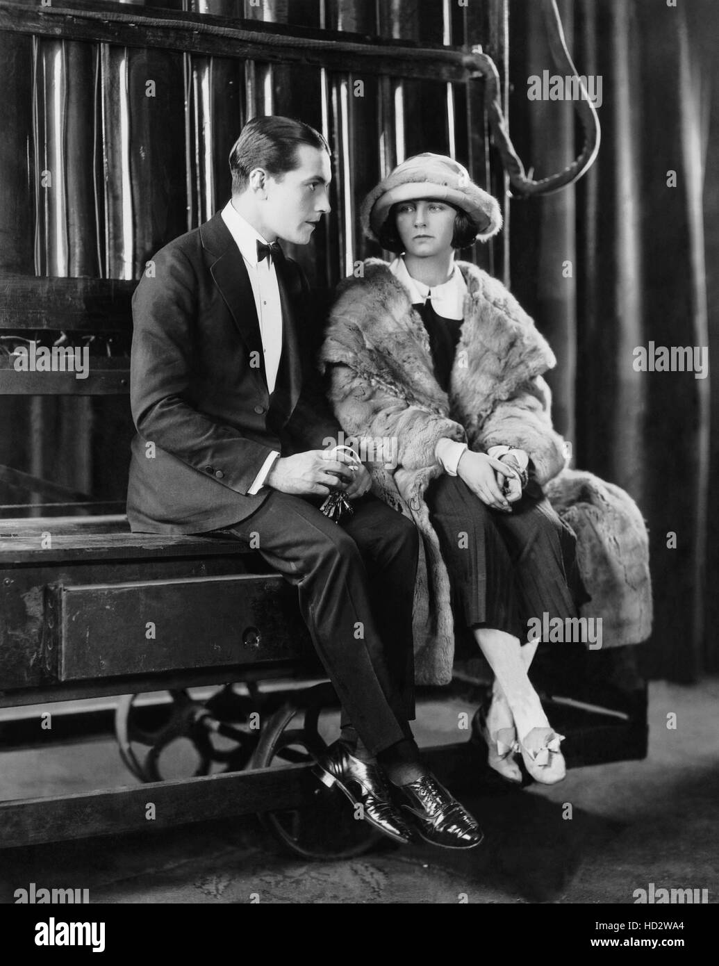 Mary Hay, visiting husband Richard Barthelmess on the set of EXPERIENCE ...