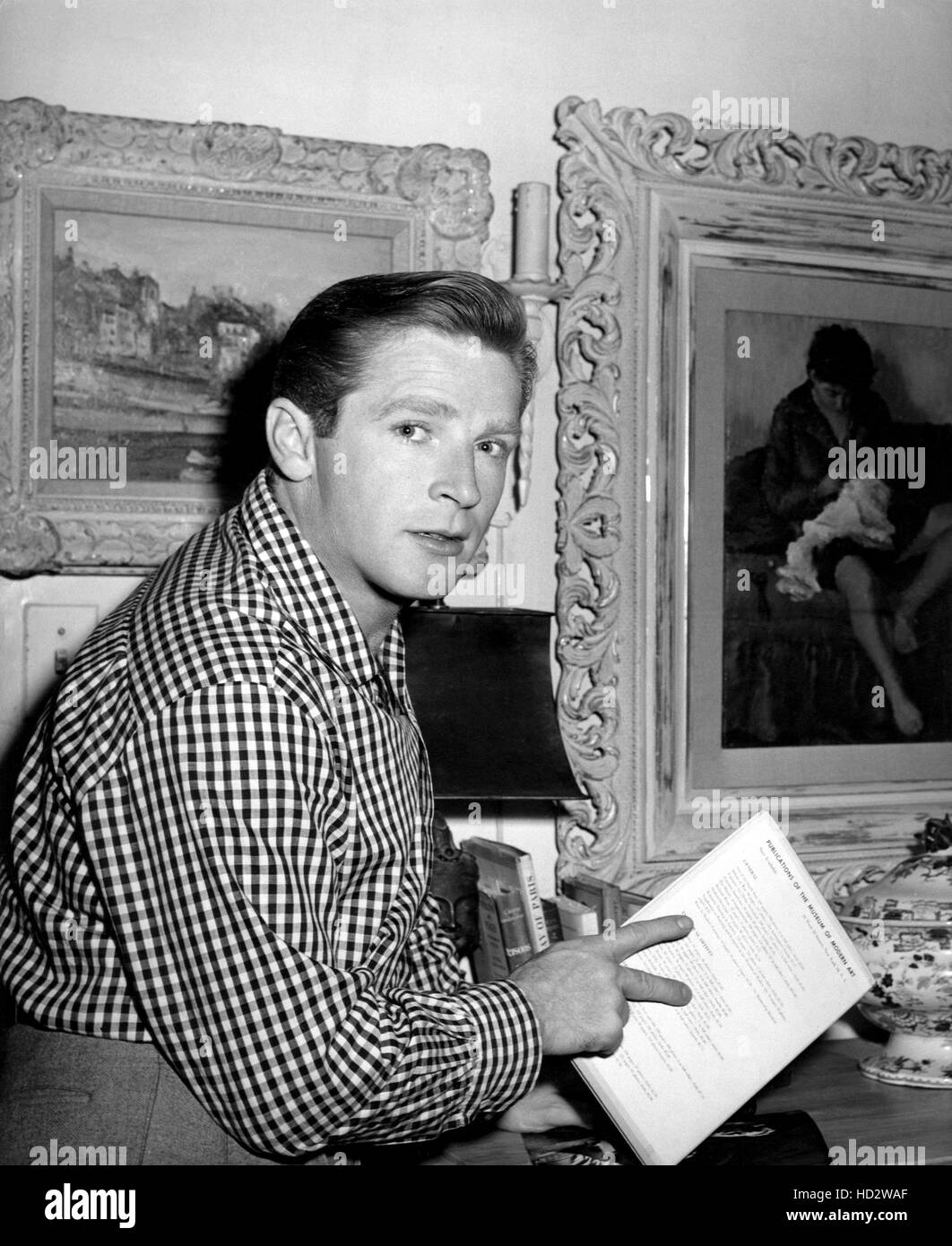 Richard Basehart at home, ca. 1948 Stock Photo - Alamy