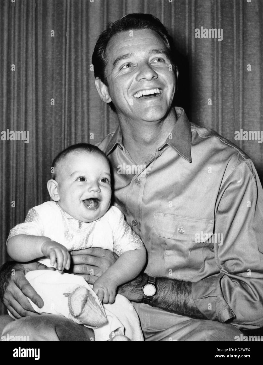 Riochard Crenna and his son, Richard Anthony Crenna, January 1960 Stock ...