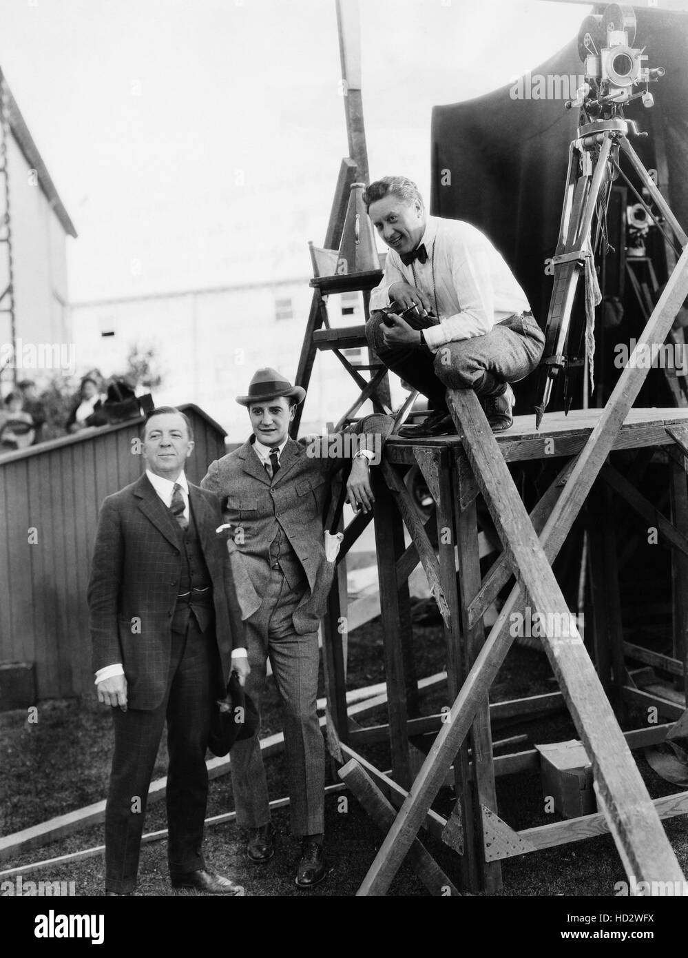Rupert Highes, Richard Dix, visiting director Fred Niblo, (right), on ...