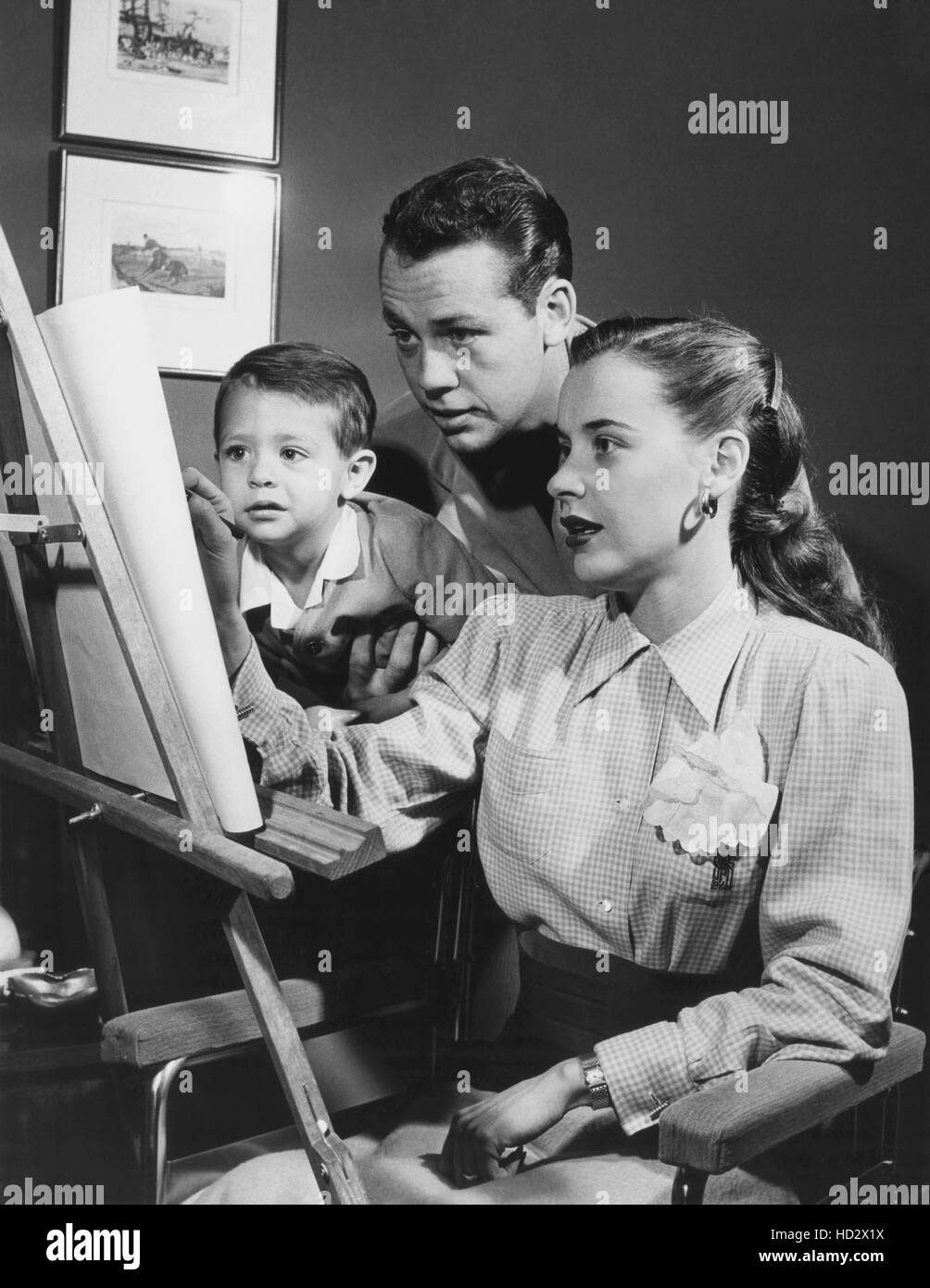 From left: Timothy Quine, Richard Quine, Susan Peters at home, 1948 ...