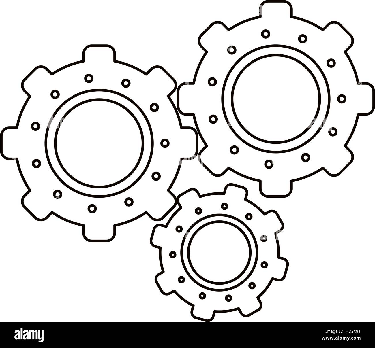 set gear wheel engine teamwork outline Stock Vector Image & Art - Alamy