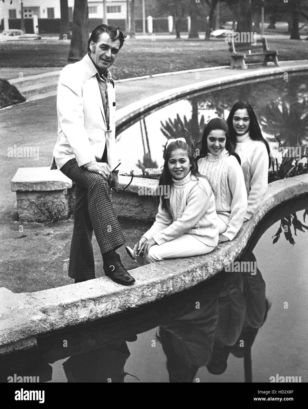 Rory Calhoun and his daughters, from left, Lorri, Tami, and Cindy, 1971 ...