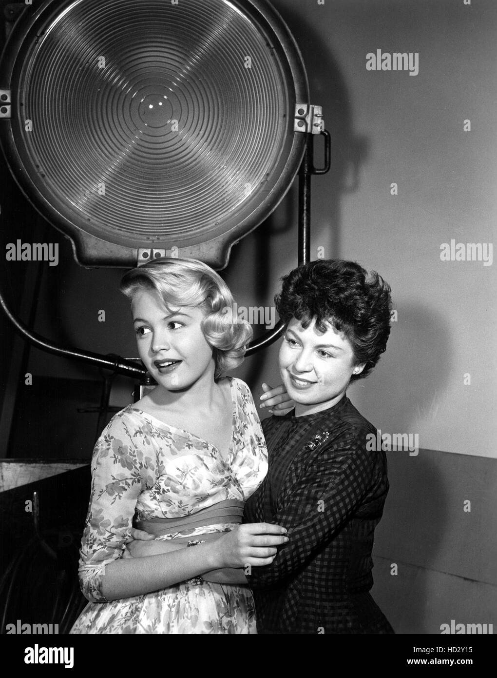 SANDRA DEE with mother MARY DOUVAN on the Universal-International lot ...