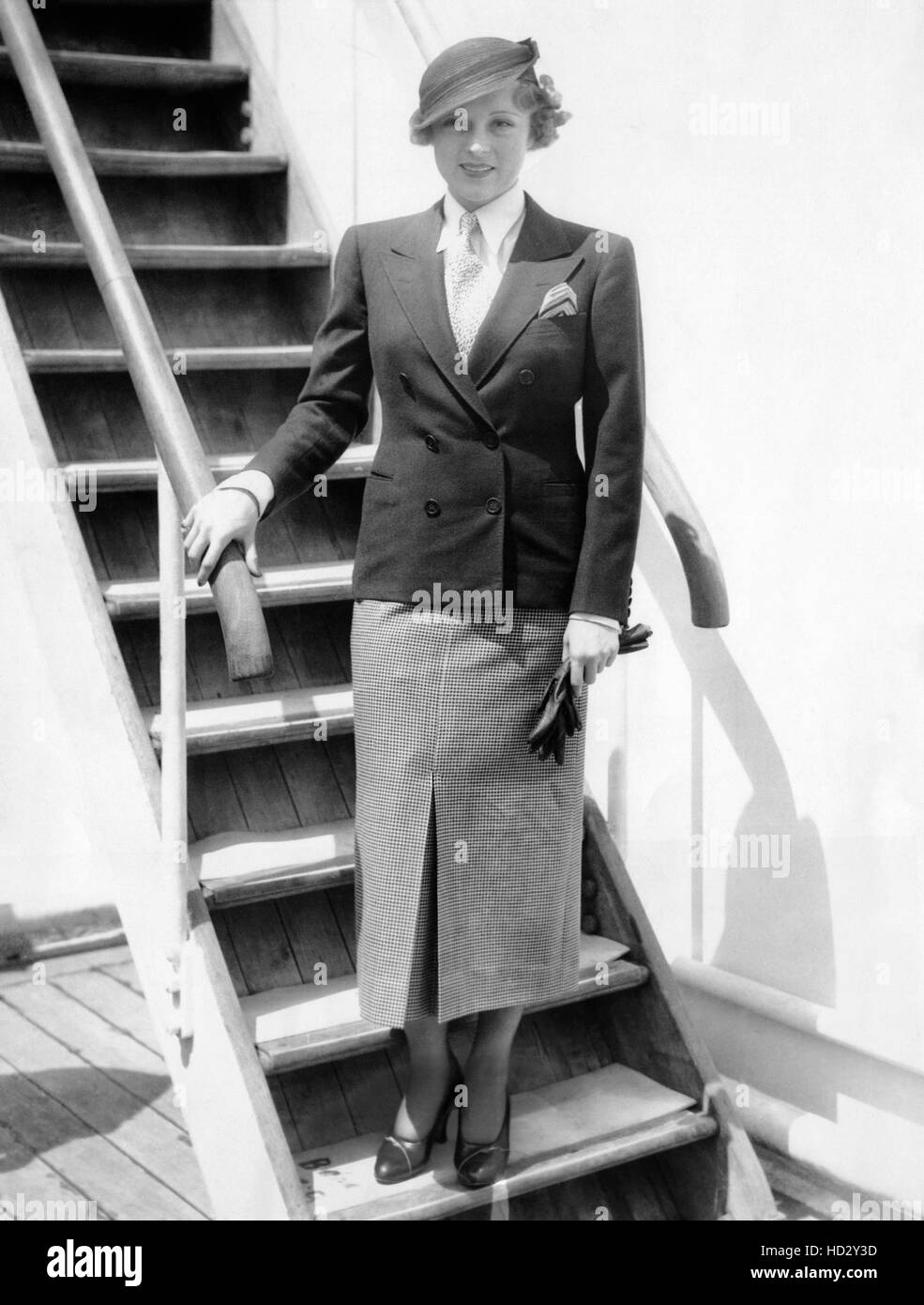 Sally Eilers, on the Ile de France en route for Europe, April 29, 1933 ...
