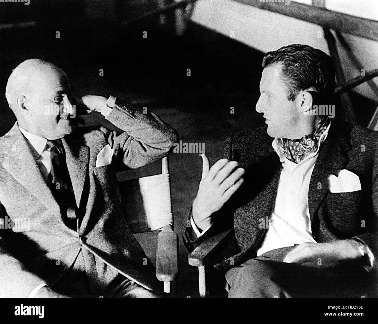 SAMUEL GOLDWYN, with SAMUEL GOLDWYN JR., on the set of THE PROUD REBEL ...