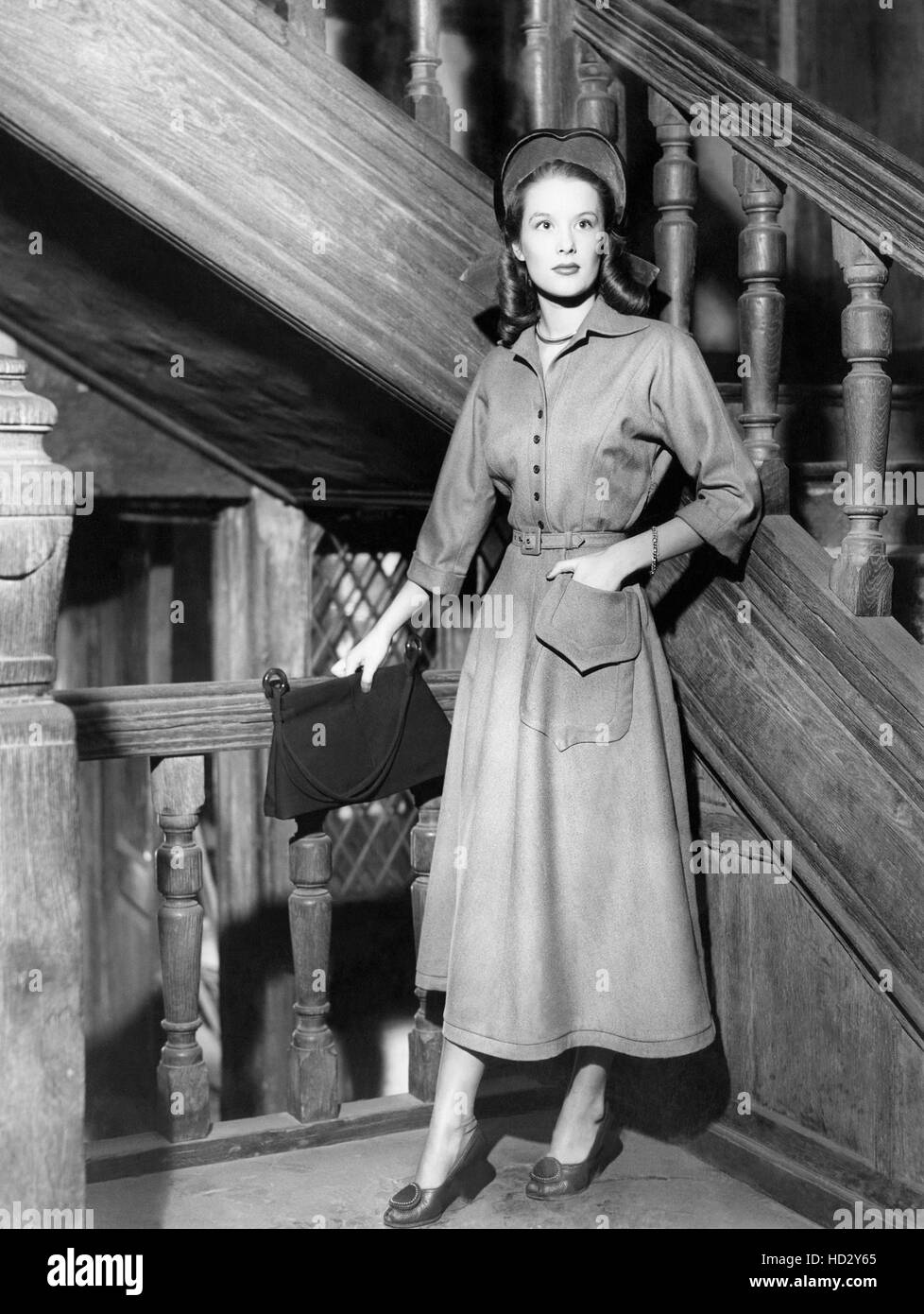 Sally Ann Howes, visiting the Tudor Wickham Court, Kent, 1949 Stock ...