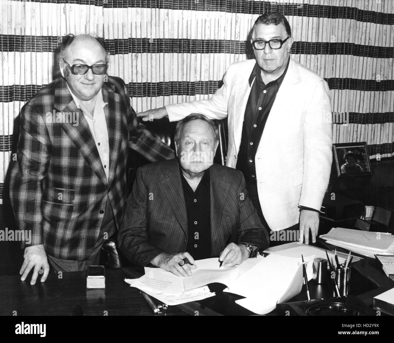 Producers Michael Klinger, Samuel Z Arkoff and Paul Kijzer pose for ...