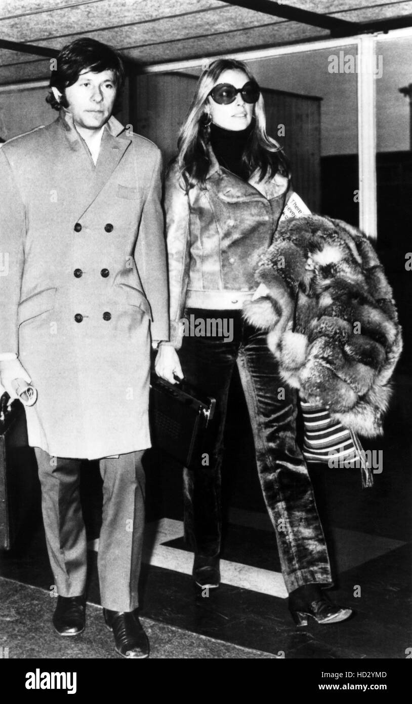 From left: director Roman Polanski with wife Sharon Tate at Heathrow ...