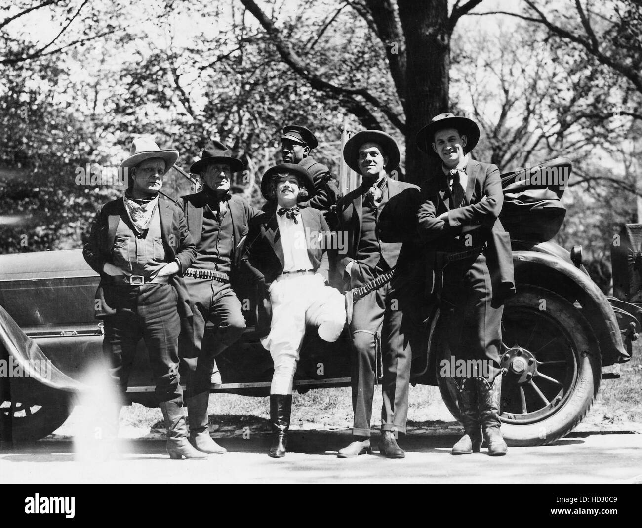 Texas Guinan, (c), the cowgirl, visiting the White House, with (L-R ...