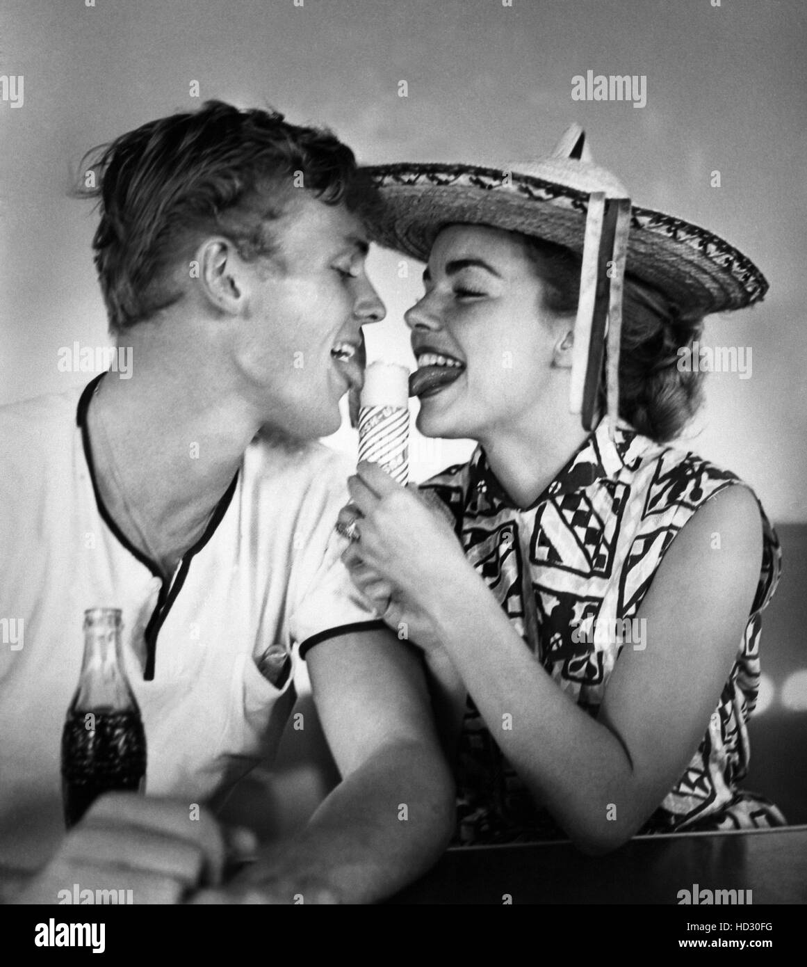 Tab Hunter, Terry Moore, ca. mid-1950s Stock Photo - Alamy
