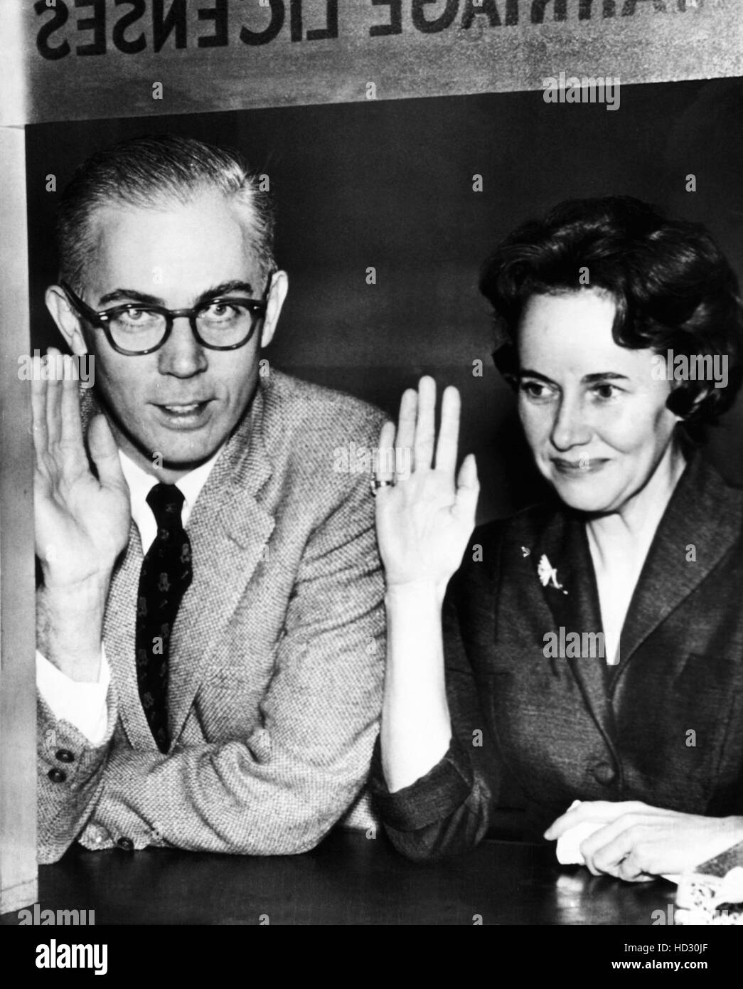 Teresa Wright, right, and screenwriter Robert Anderson, applying for a ...