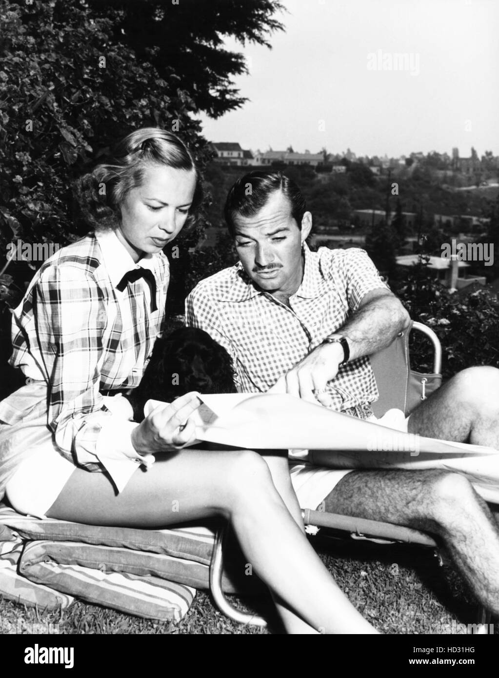 Zachary Scott (right) at home with his wife Elaine Anderson, 1948 Stock Photo - Alamy
