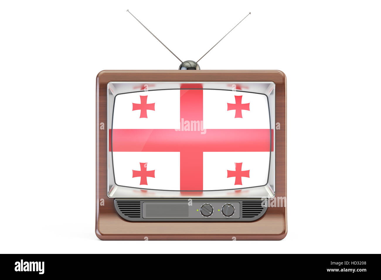 old tv with flag of Georgia. Georgian Television concept, 3D rendering ...